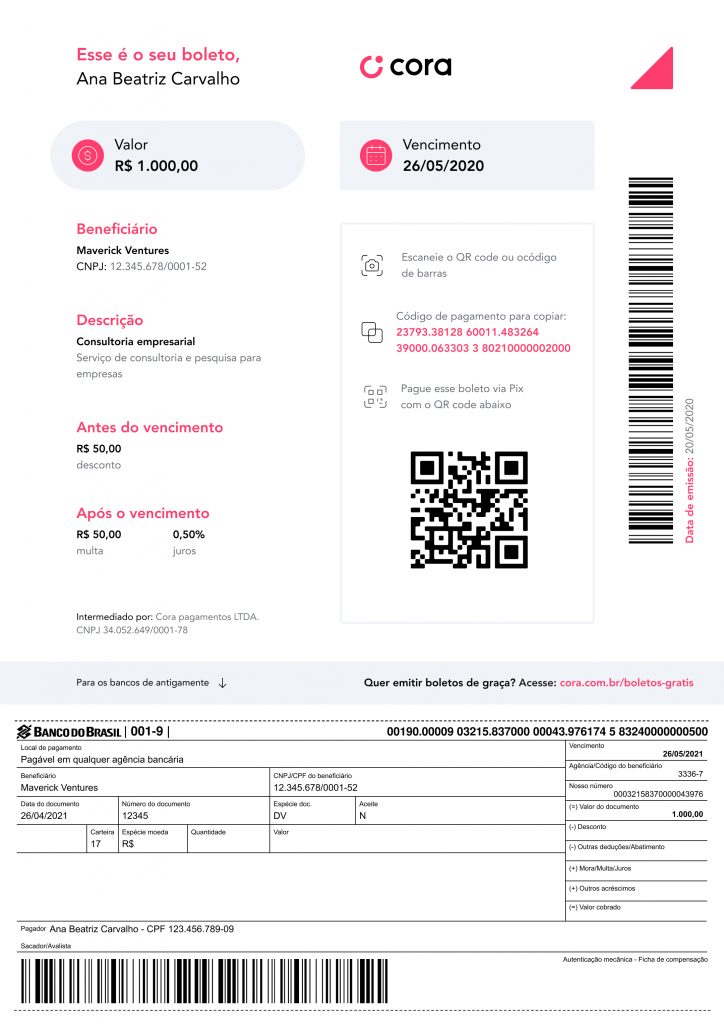 Chegou o boleto com QR Code Pix da Cora!- Portal DNA Empreendedor - Cora
